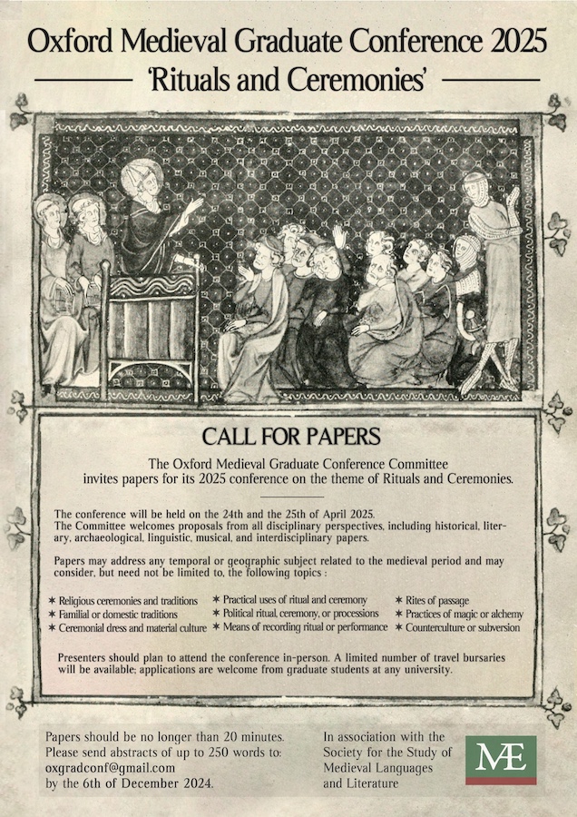 Call for Papers | Oxford Medieval Graduate Conference 2025: Rituals and ...